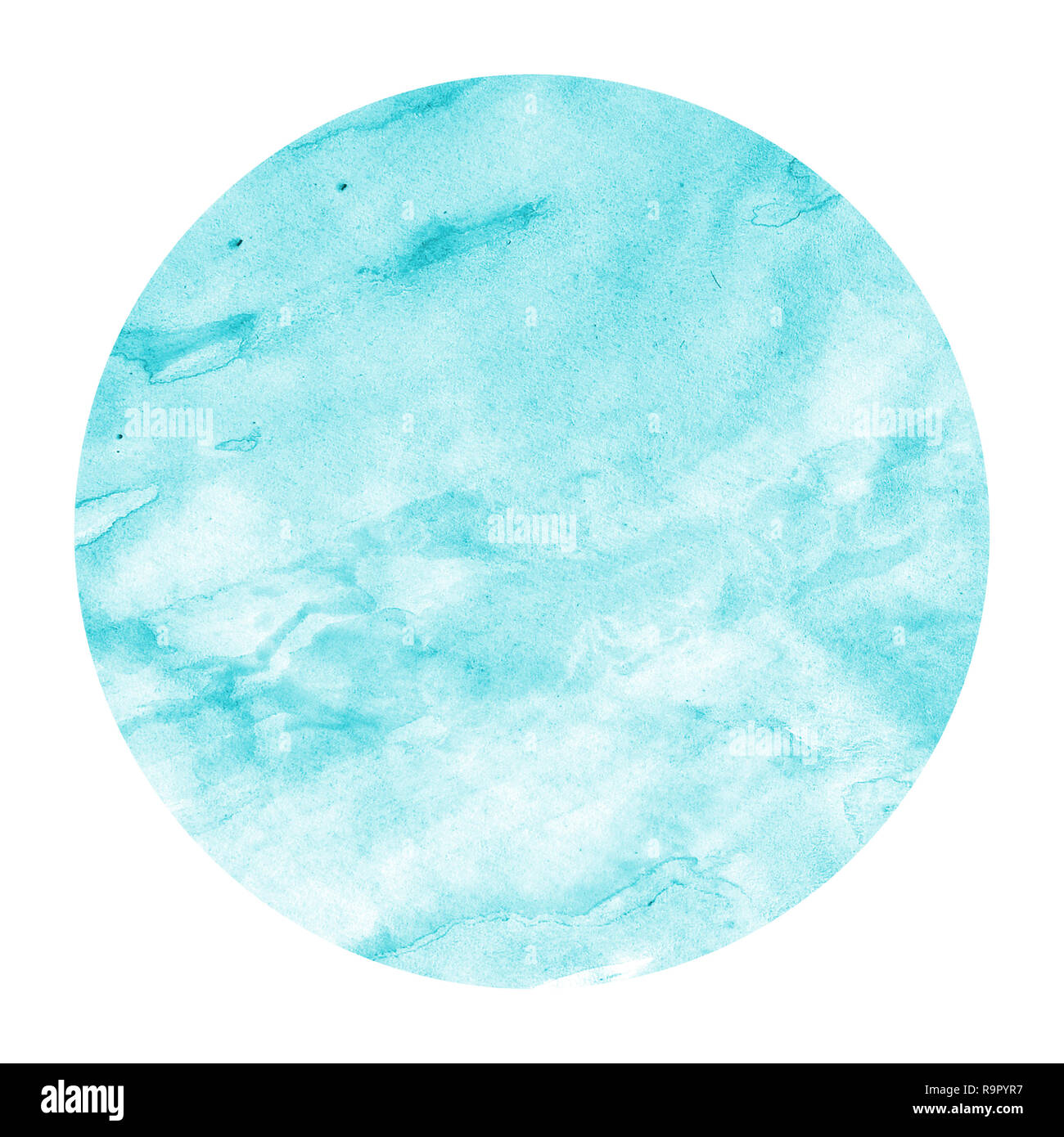 Light blue hand drawn watercolor circular frame background texture with ...