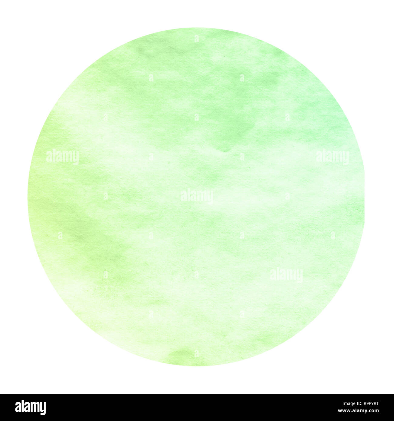 Green hand drawn watercolor circular frame background texture with ...