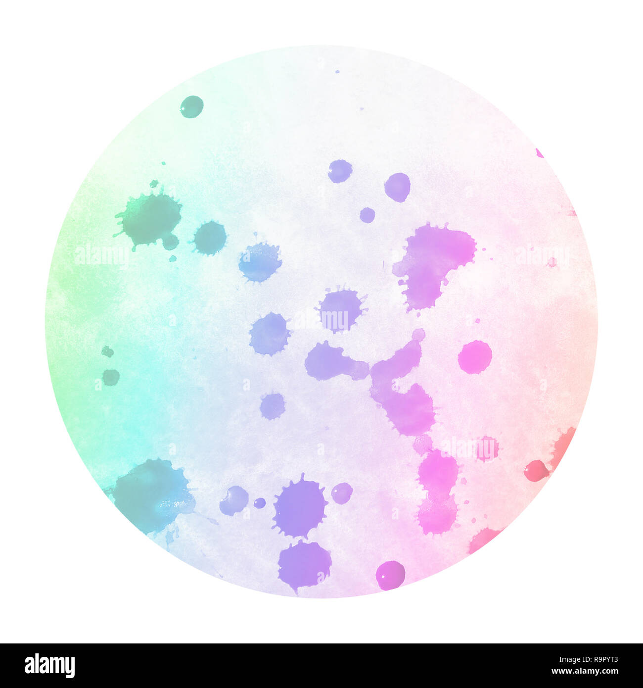 Multicolored hand drawn watercolor circular frame background texture ...