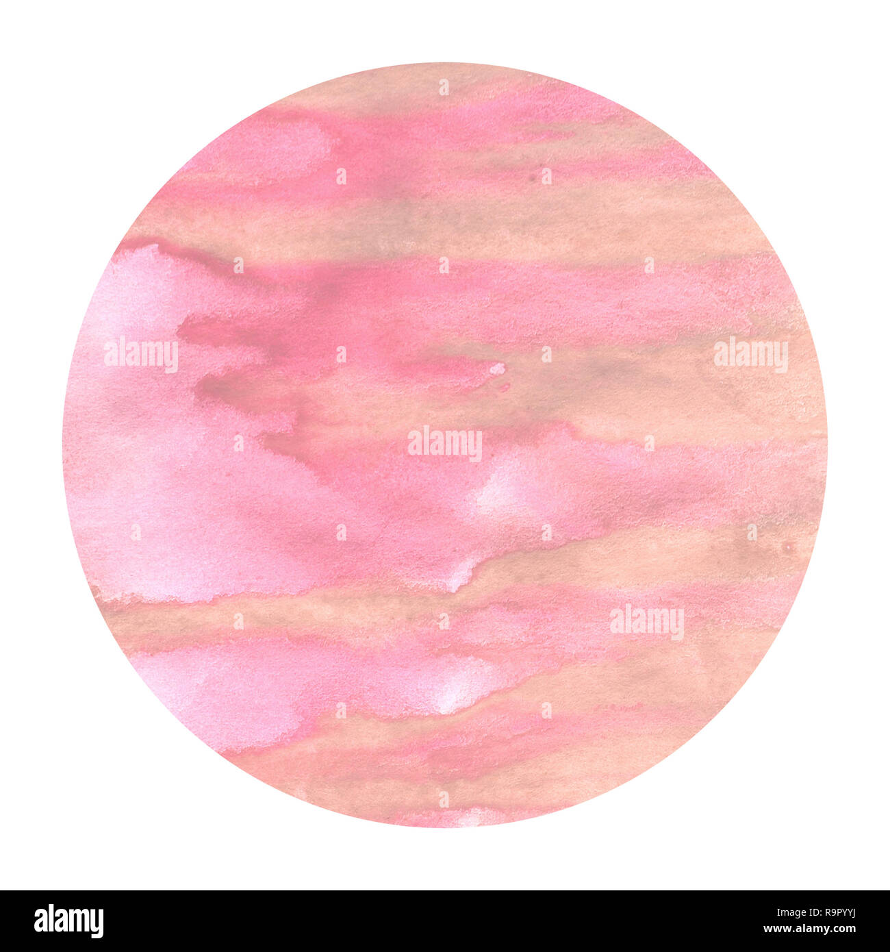 Warm yellow hand drawn watercolor circular frame background texture ...