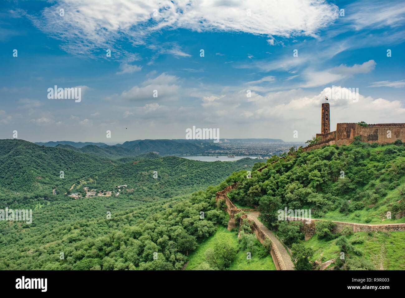 High angle view of Jaipur from Jaigarh Fort, could from the way to ...