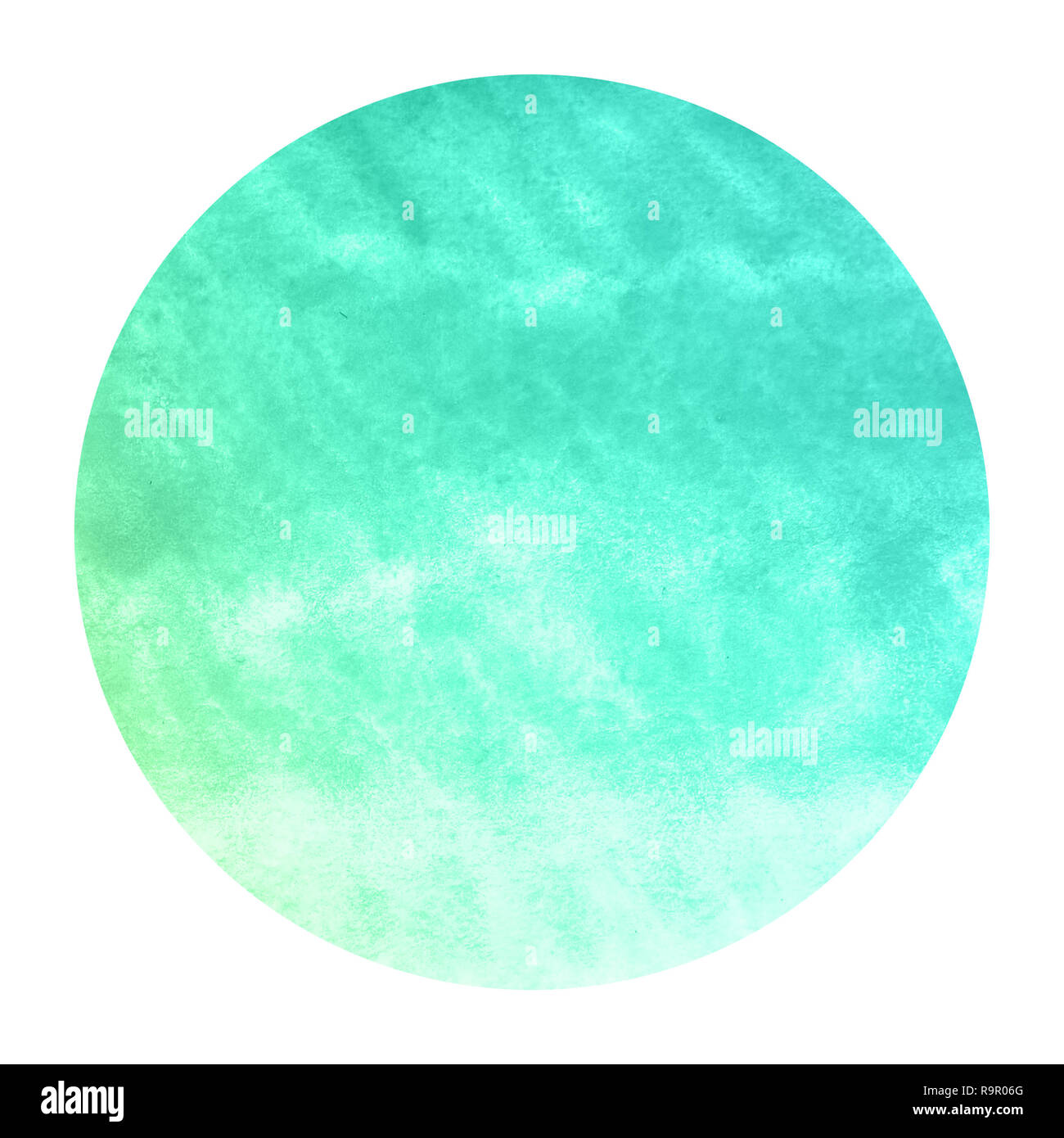 Turquoise hand drawn watercolor circular frame background texture with ...