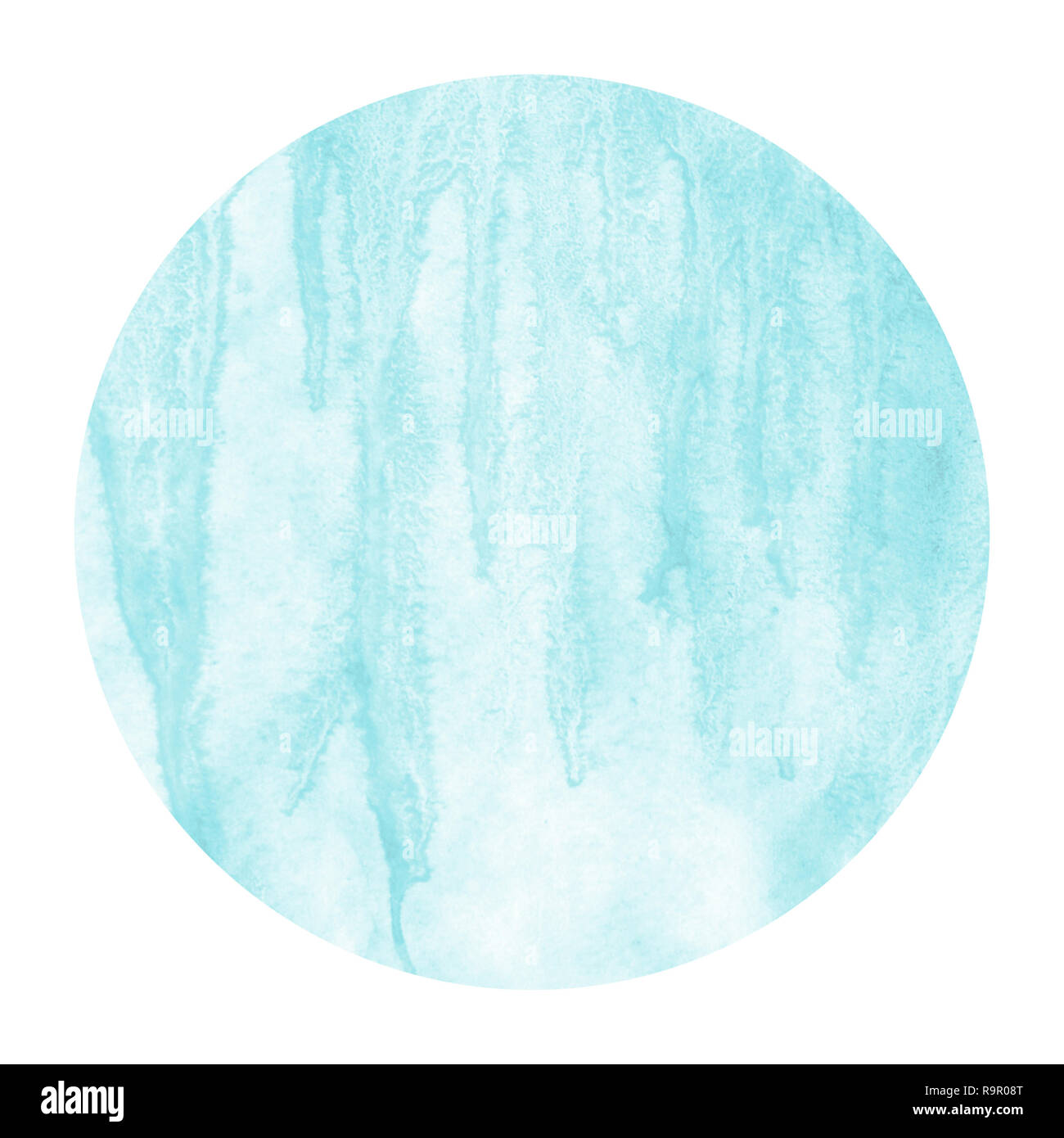 Light blue hand drawn watercolor circular frame background texture with ...