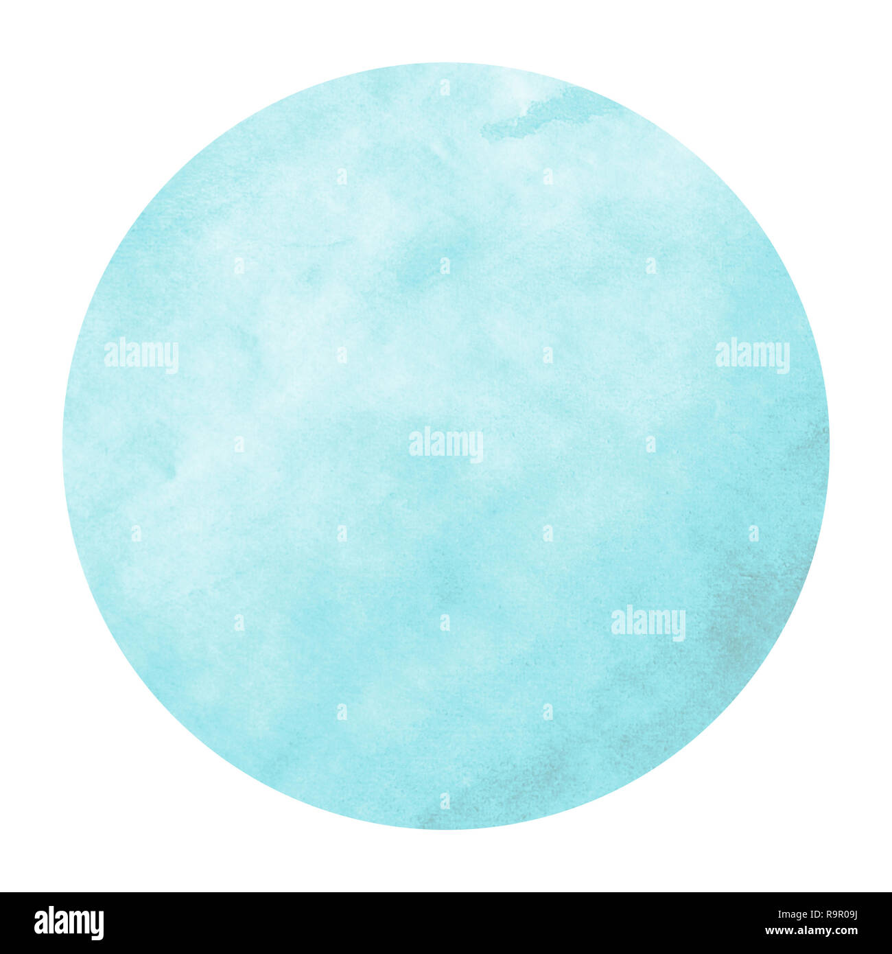 Light blue hand drawn watercolor circular frame background texture with ...