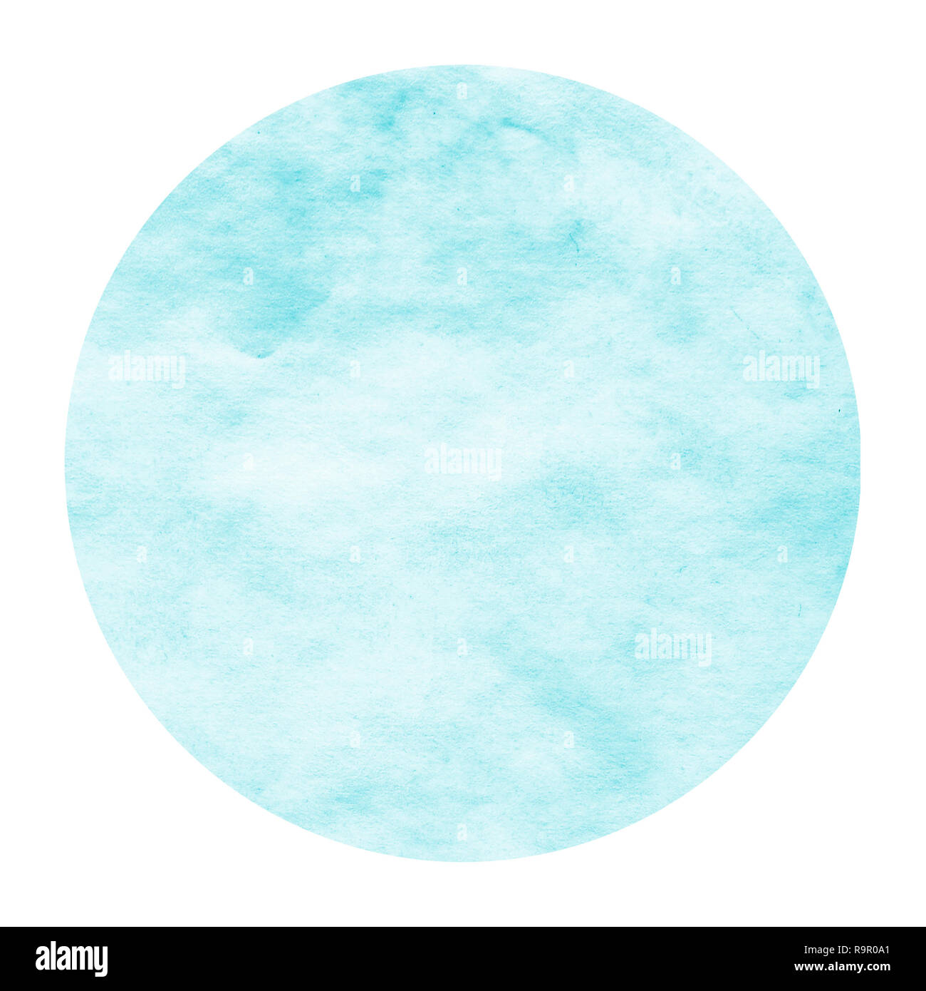 Light blue hand drawn watercolor circular frame background texture with ...