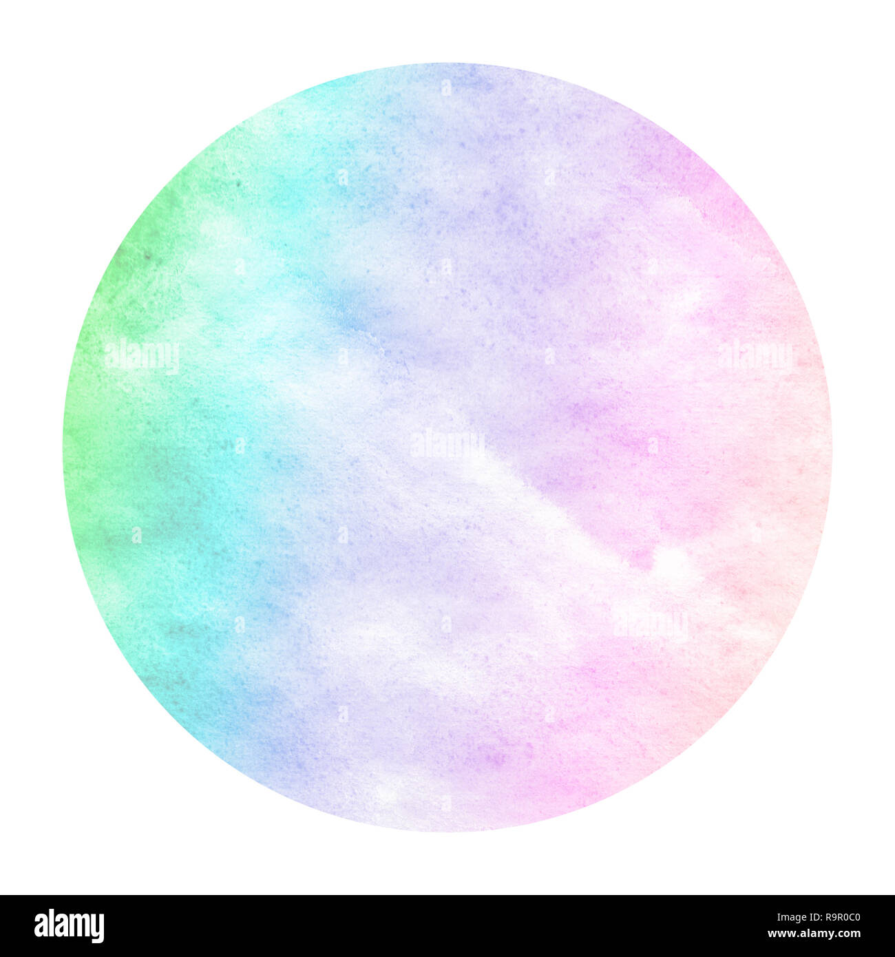Multicolored hand drawn watercolor circular frame background texture ...