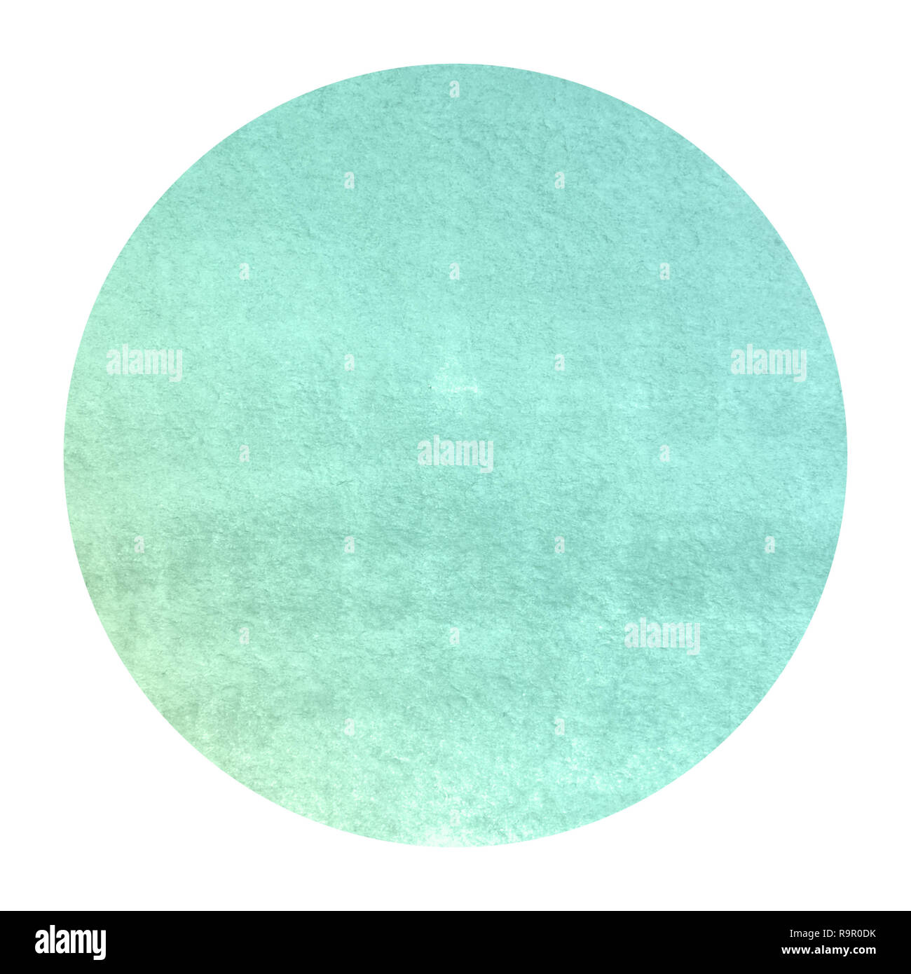 Turquoise hand drawn watercolor circular frame background texture with ...