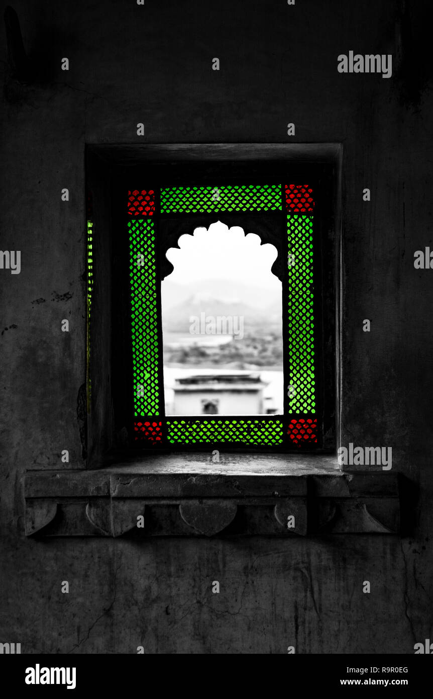 Palace windows and arched interior architecture hi-res stock ...