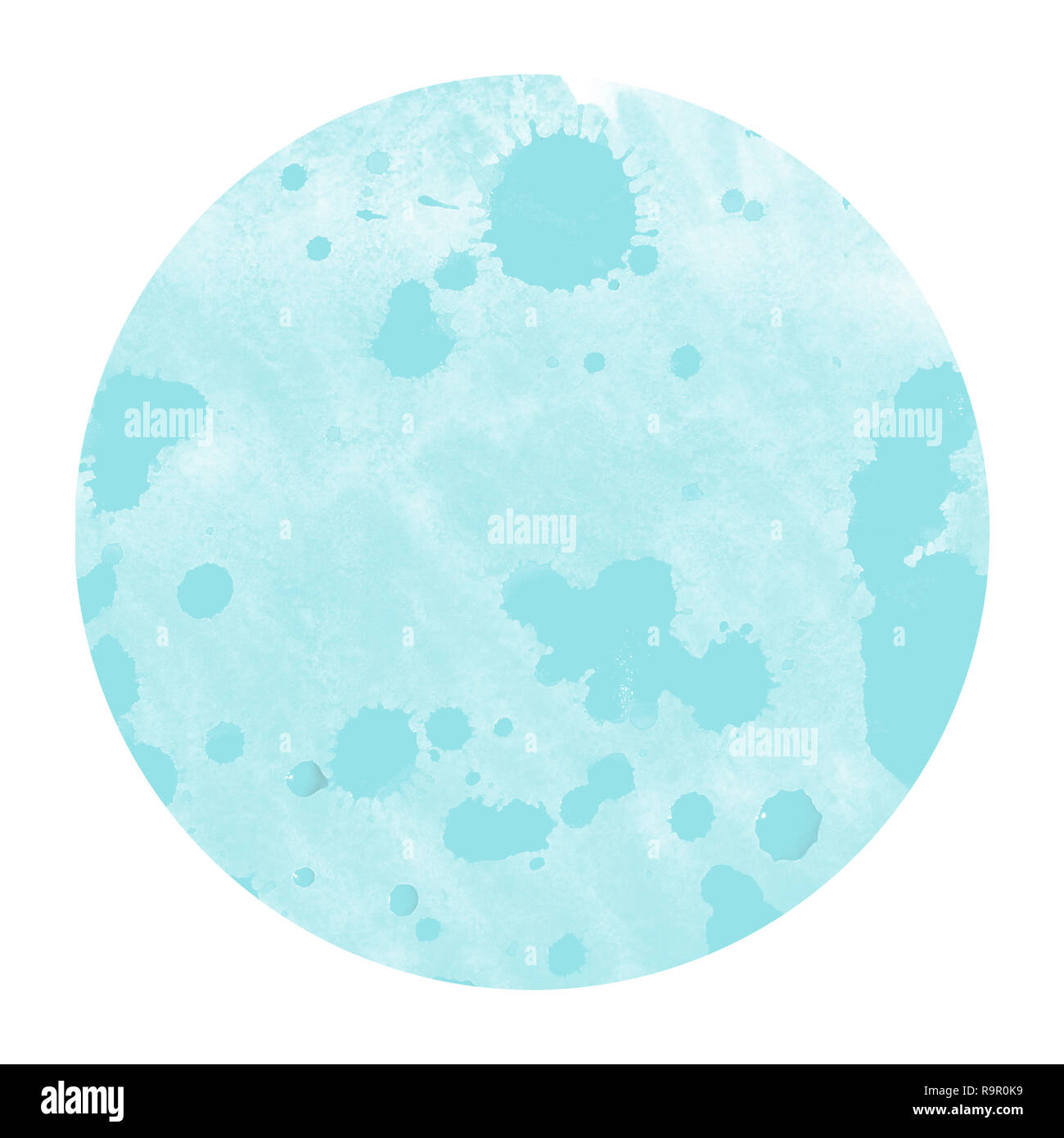 Light blue hand drawn watercolor circular frame background texture with ...