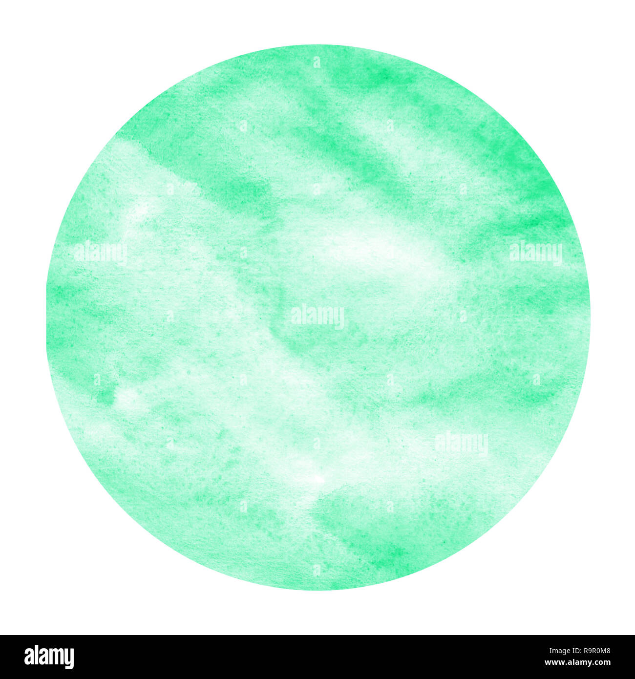 Turquoise hand drawn watercolor circular frame background texture with ...