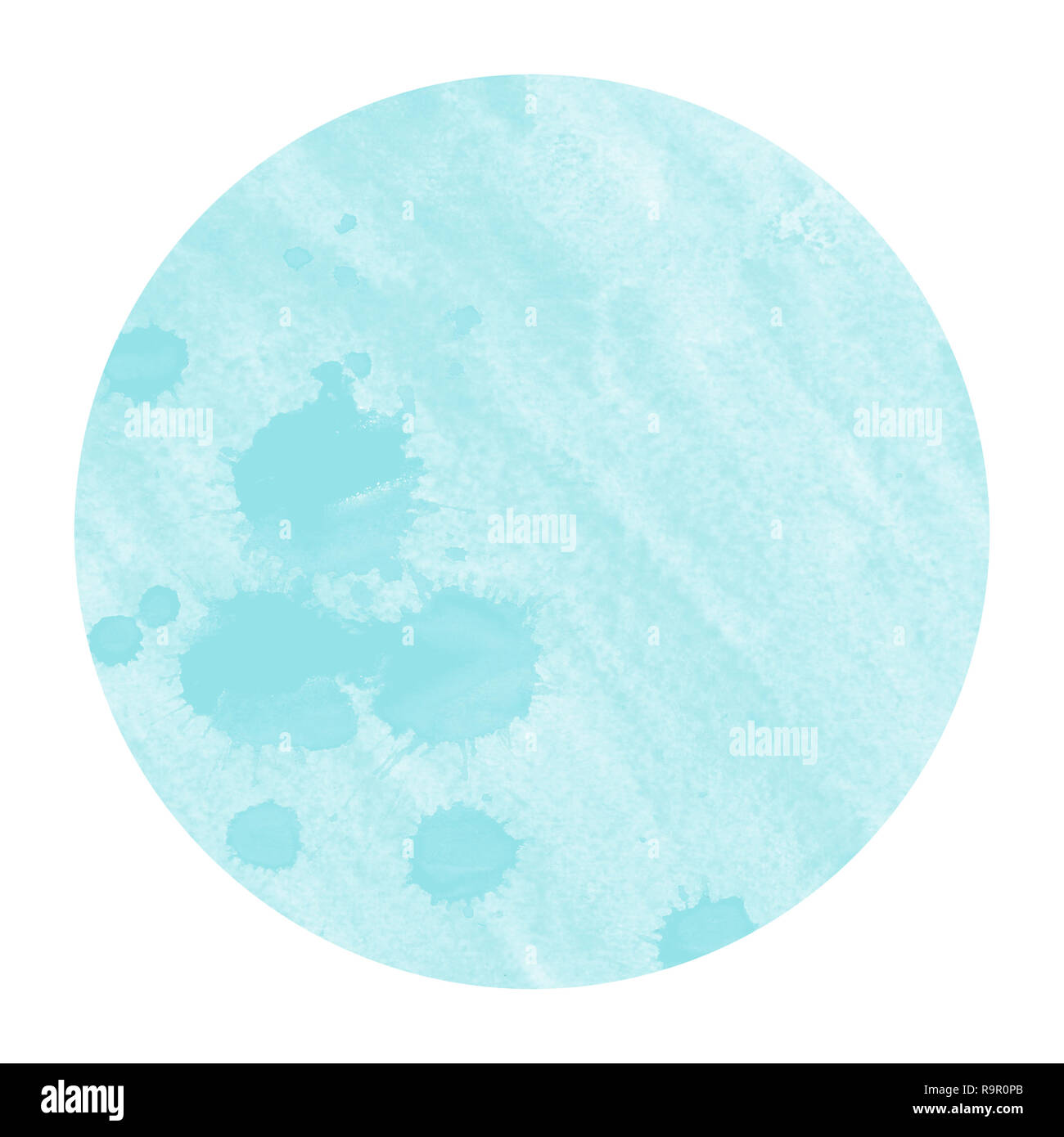 Light blue hand drawn watercolor circular frame background texture with ...