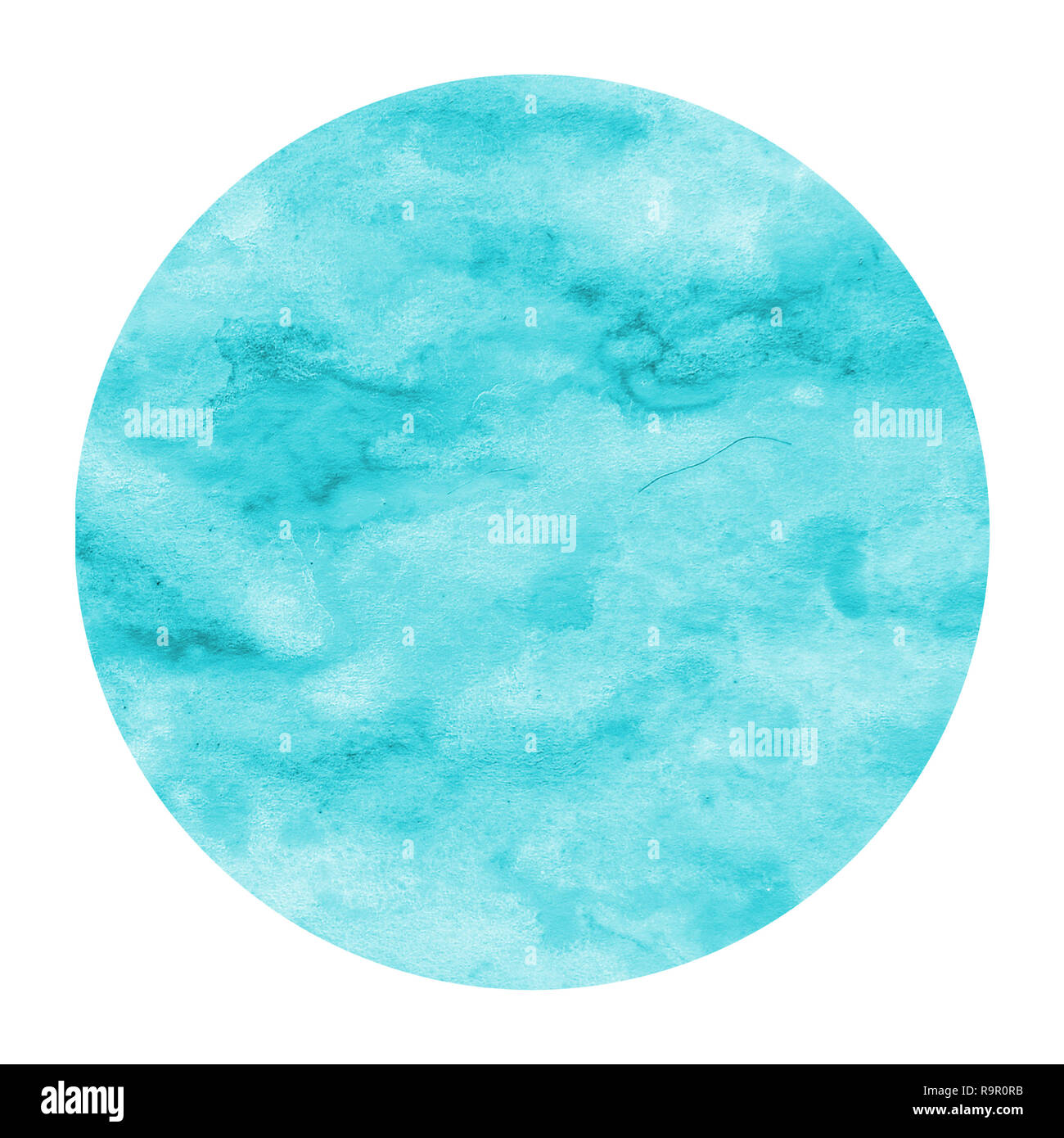 Light blue hand drawn watercolor circular frame background texture with ...