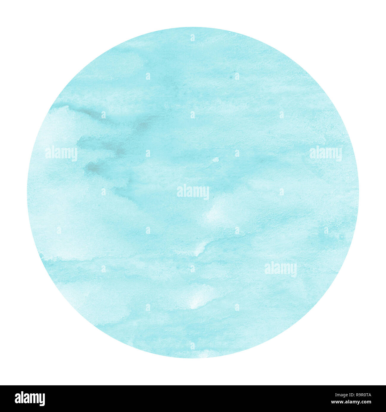 Light blue hand drawn watercolor circular frame background texture with ...