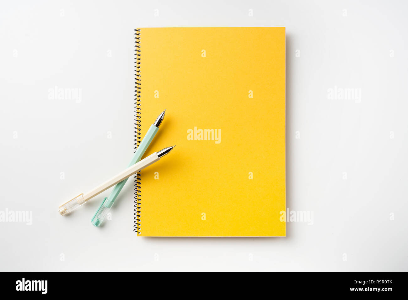 Design concept - Top view of red spiral notebook front, back, white ...