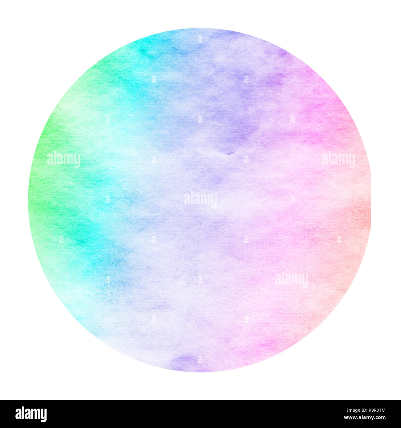 Multicolored hand drawn watercolor circular frame background texture ...