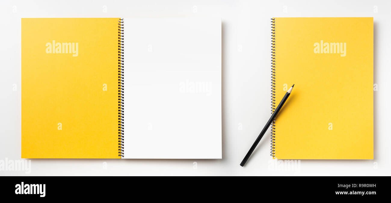 Design concept - Top view of red spiral notebook front, back, white ...