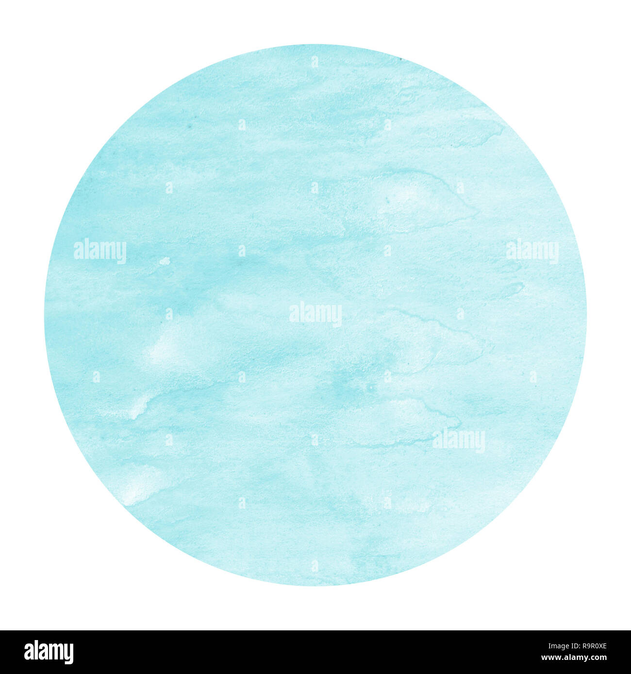 Light blue hand drawn watercolor circular frame background texture with ...