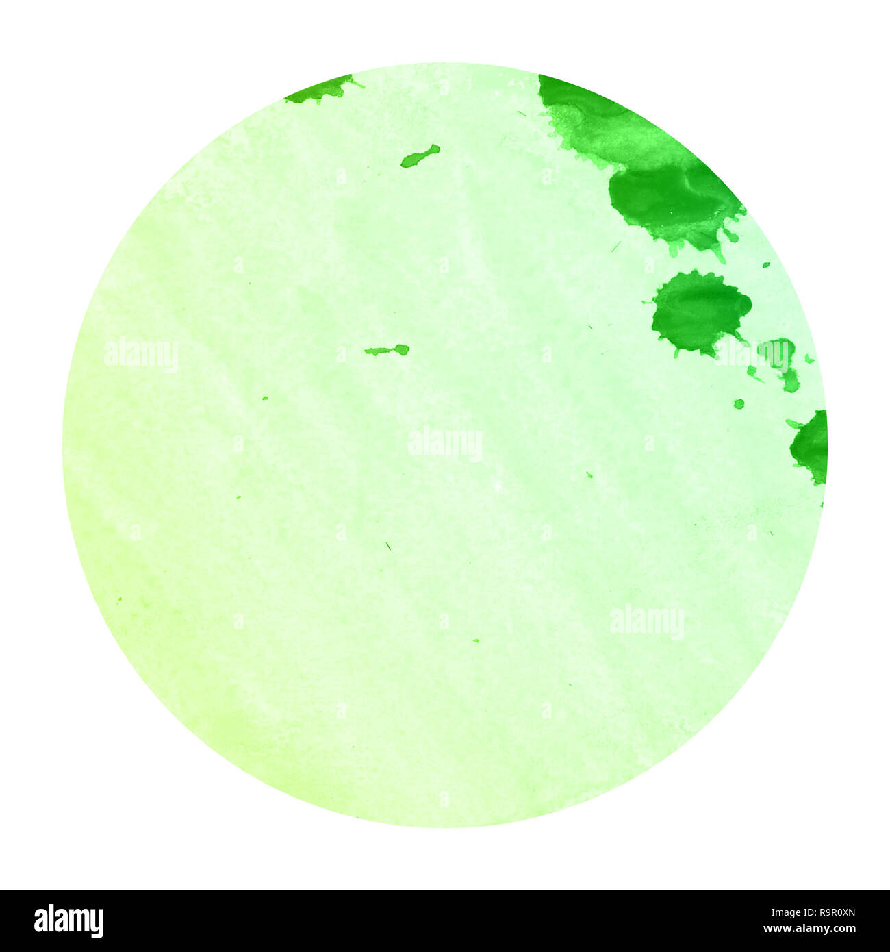 Green hand drawn watercolor circular frame background texture with ...