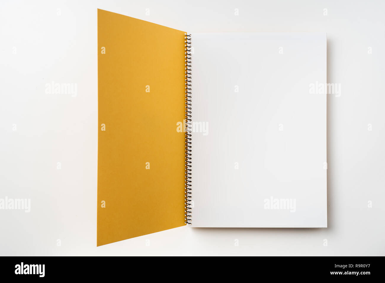 Design concept - Top view yellow spiral notebook with open & flip curl ...