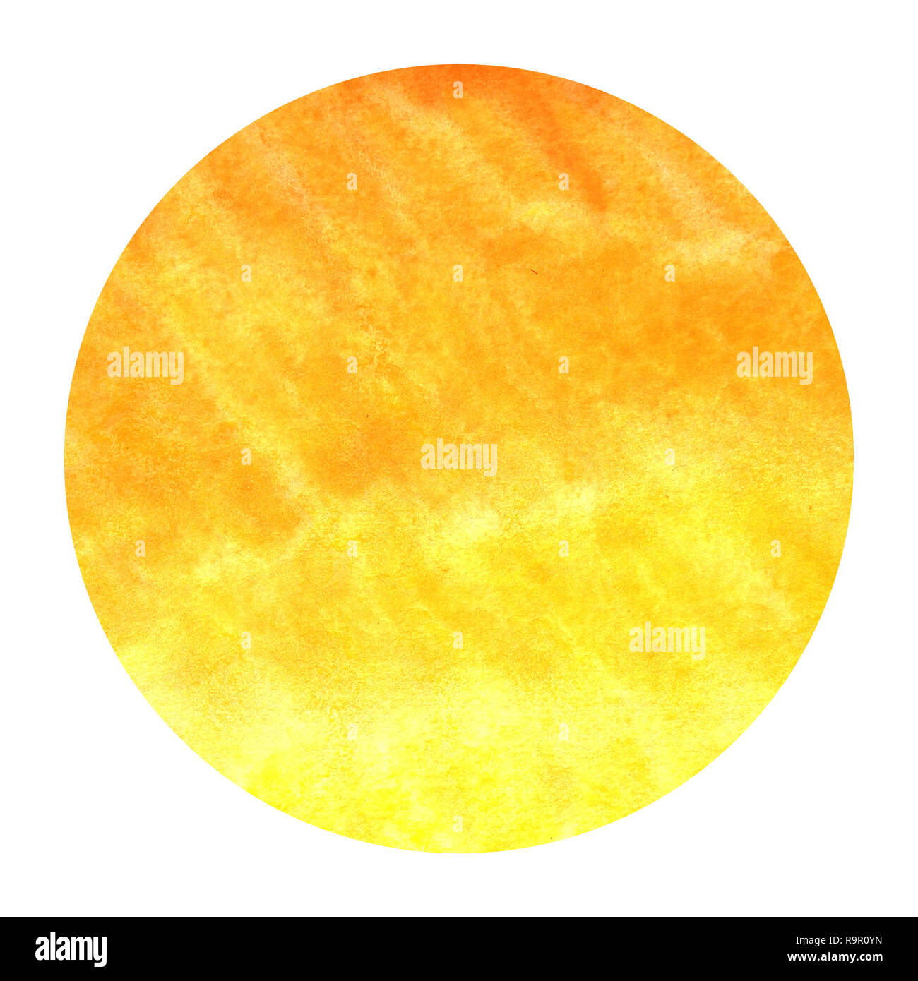 Warm yellow hand drawn watercolor circular frame background texture ...
