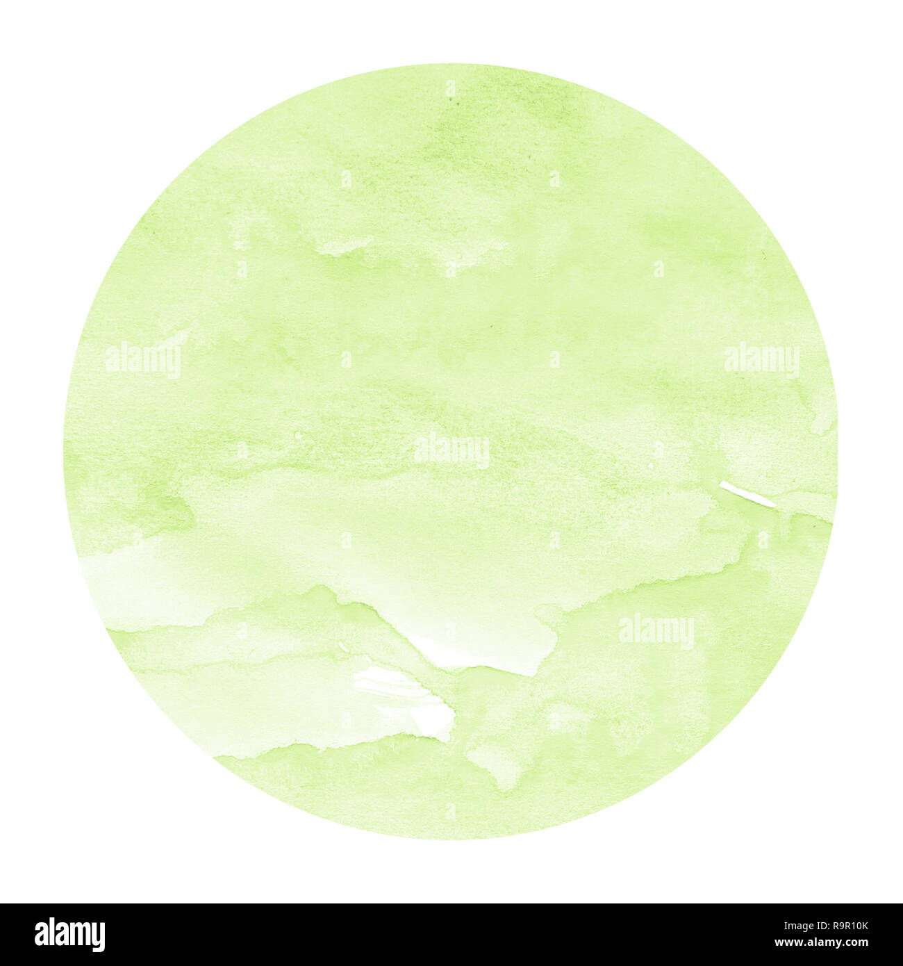 Light green hand drawn watercolor circular frame background texture ...