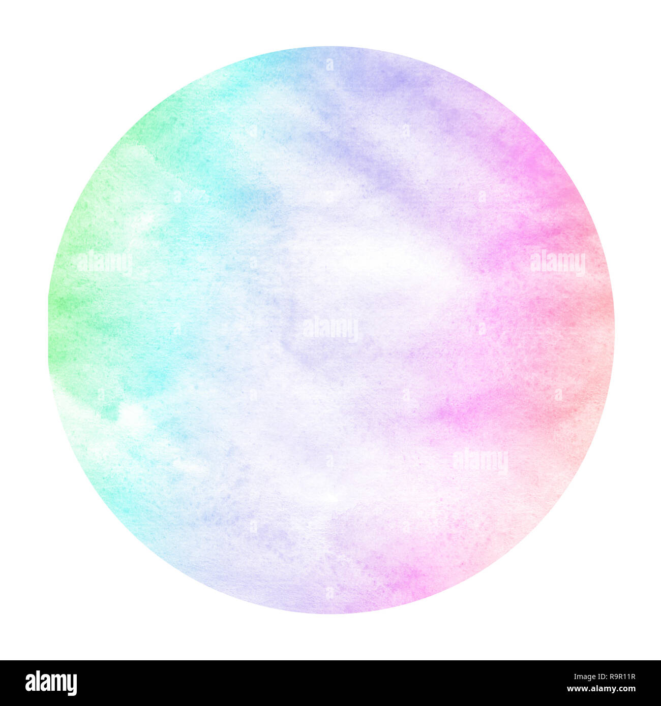 Multicolored hand drawn watercolor circular frame background texture ...