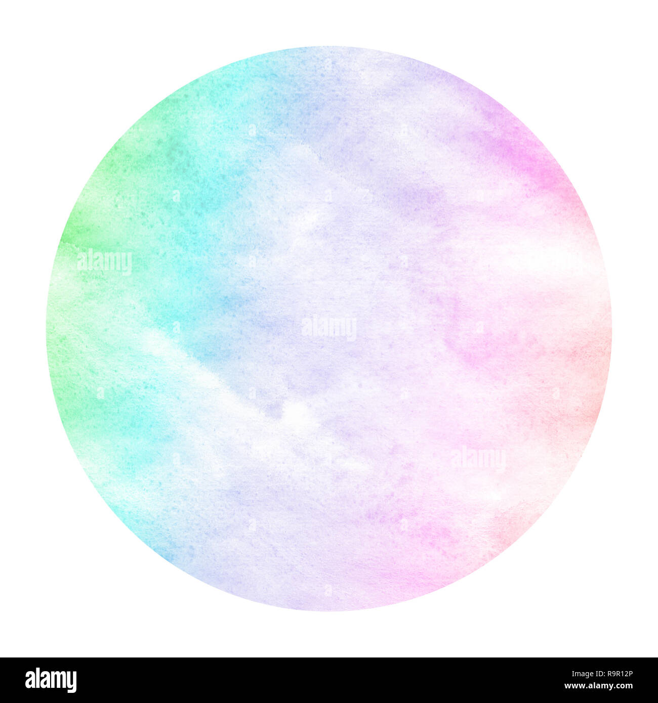 Multicolored hand drawn watercolor circular frame background texture ...