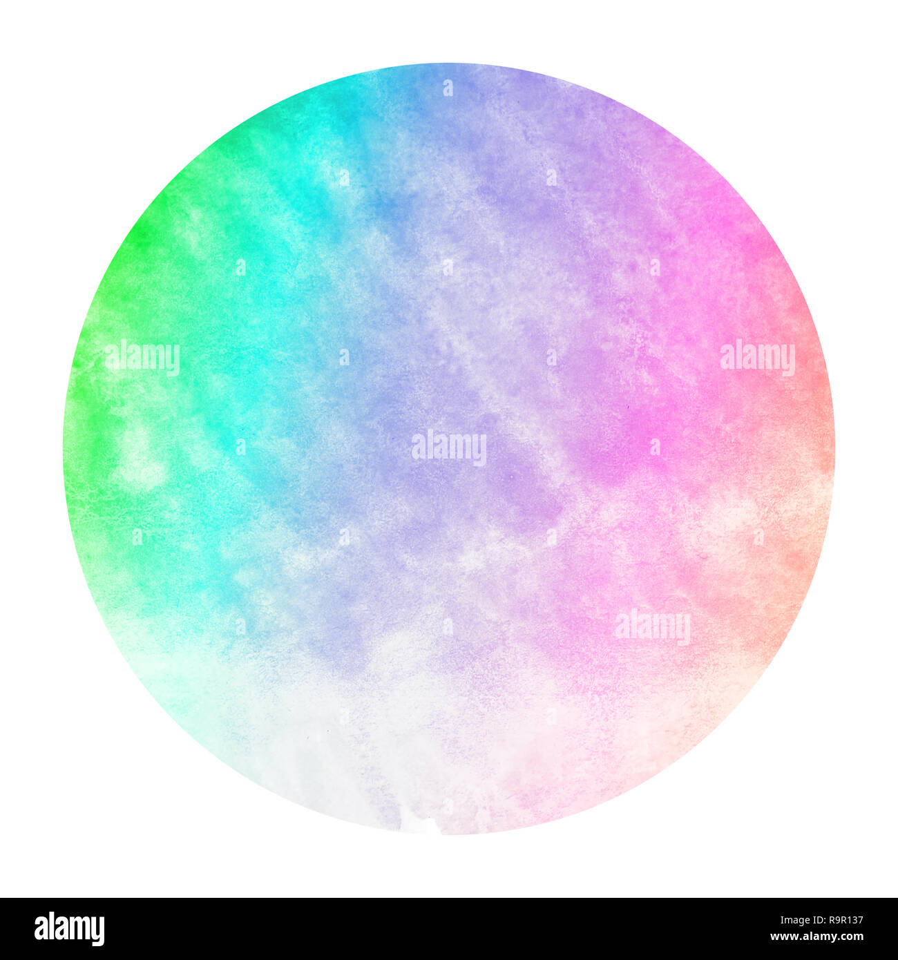 Multicolored hand drawn watercolor circular frame background texture ...