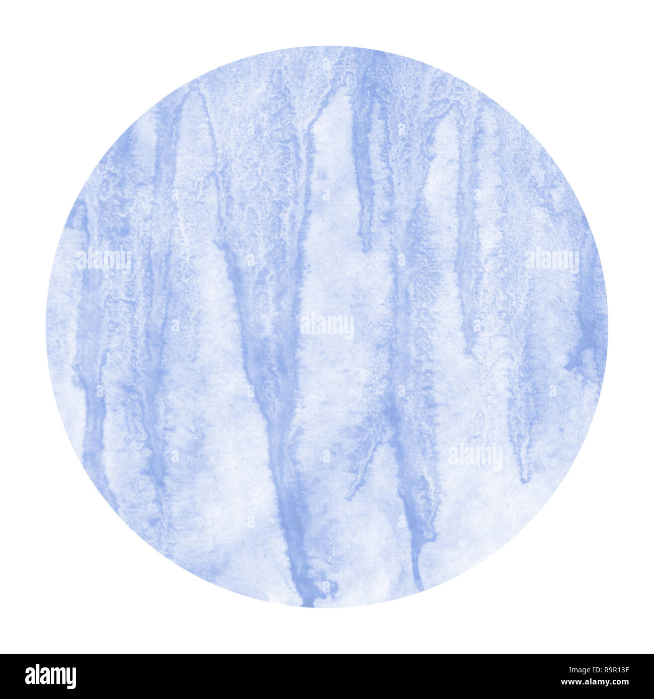 Blue hand drawn watercolor circular frame background texture with ...
