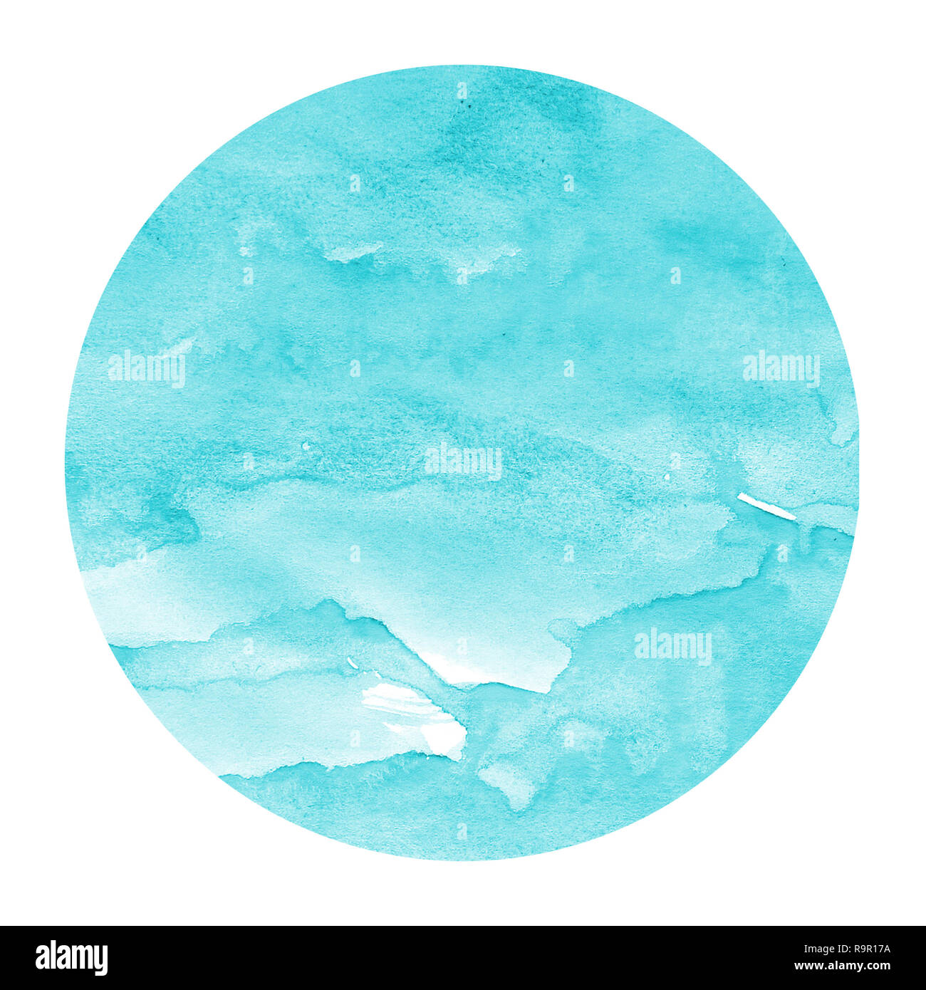 Light blue hand drawn watercolor circular frame background texture with ...