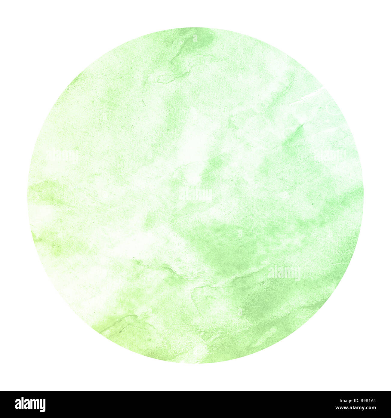 Green hand drawn watercolor circular frame background texture with ...