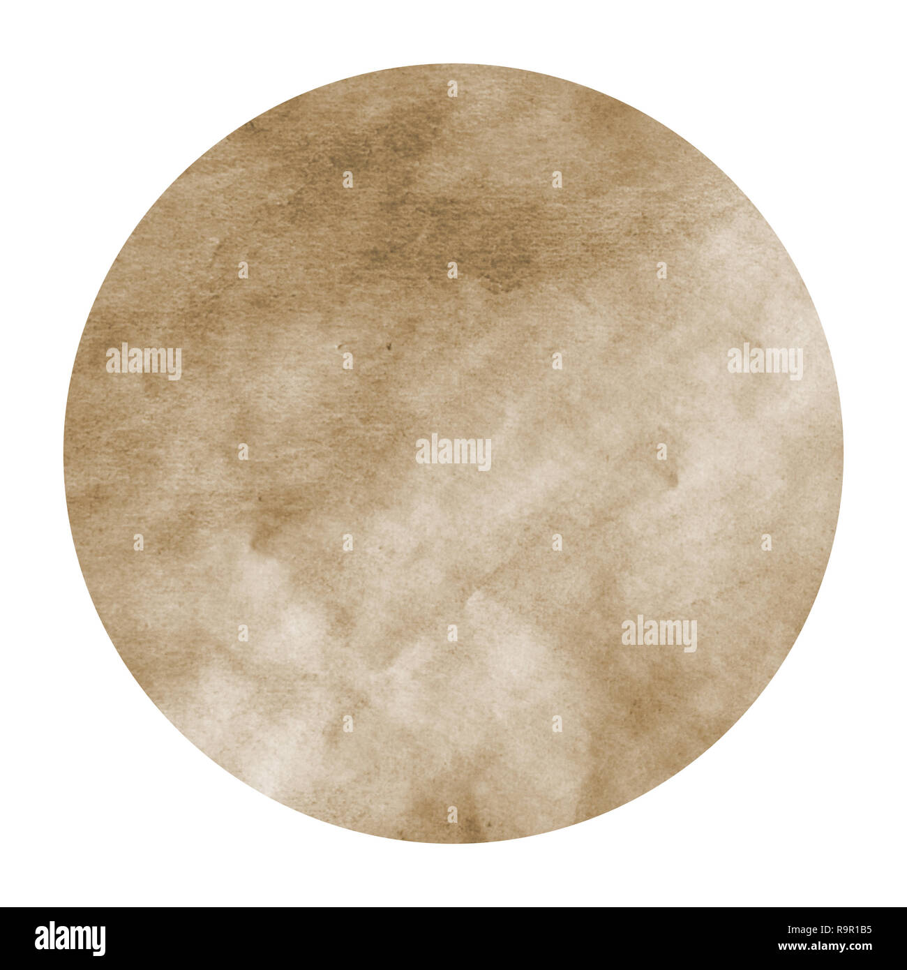 Brown hand drawn watercolor circular frame background texture with ...