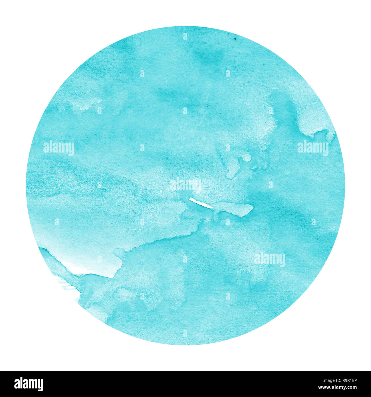Light blue hand drawn watercolor circular frame background texture with ...