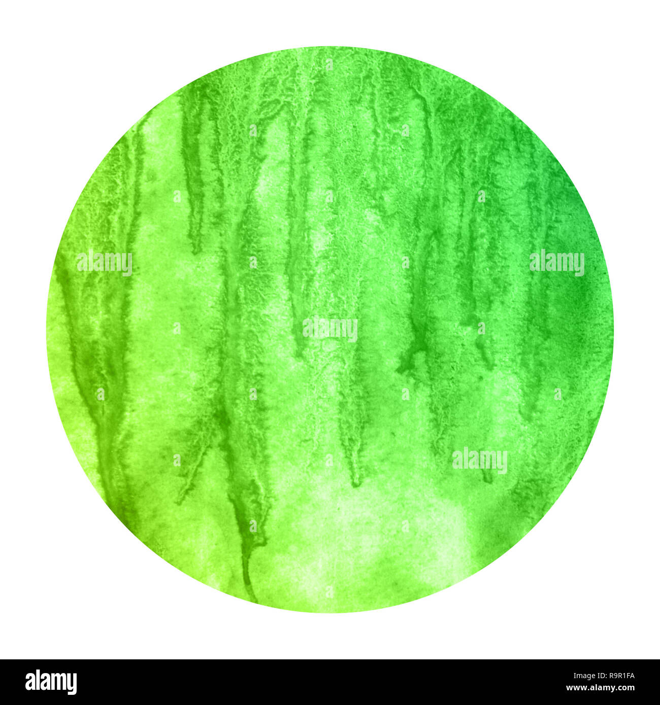 Green hand drawn watercolor circular frame background texture with ...