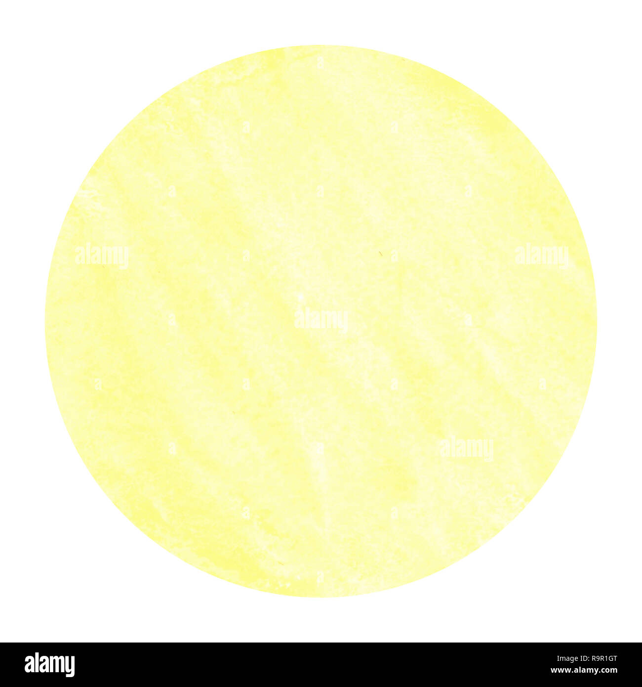 Warm yellow hand drawn watercolor circular frame background texture ...