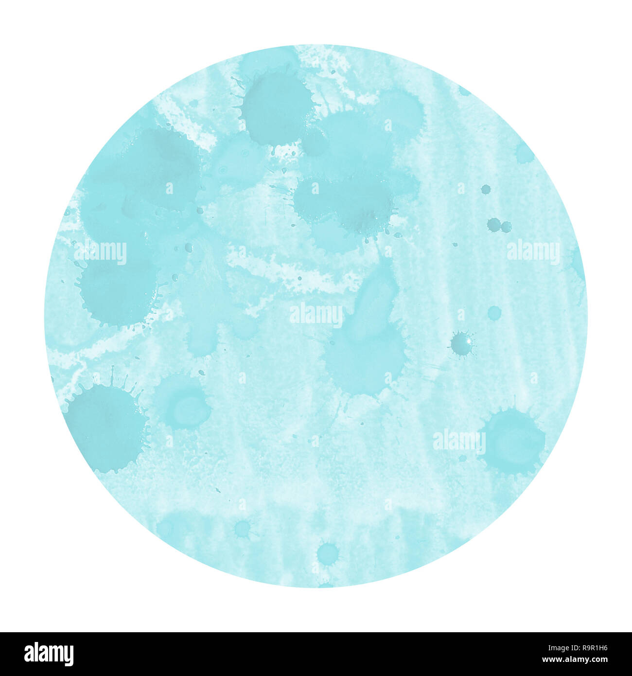 Light blue hand drawn watercolor circular frame background texture with ...