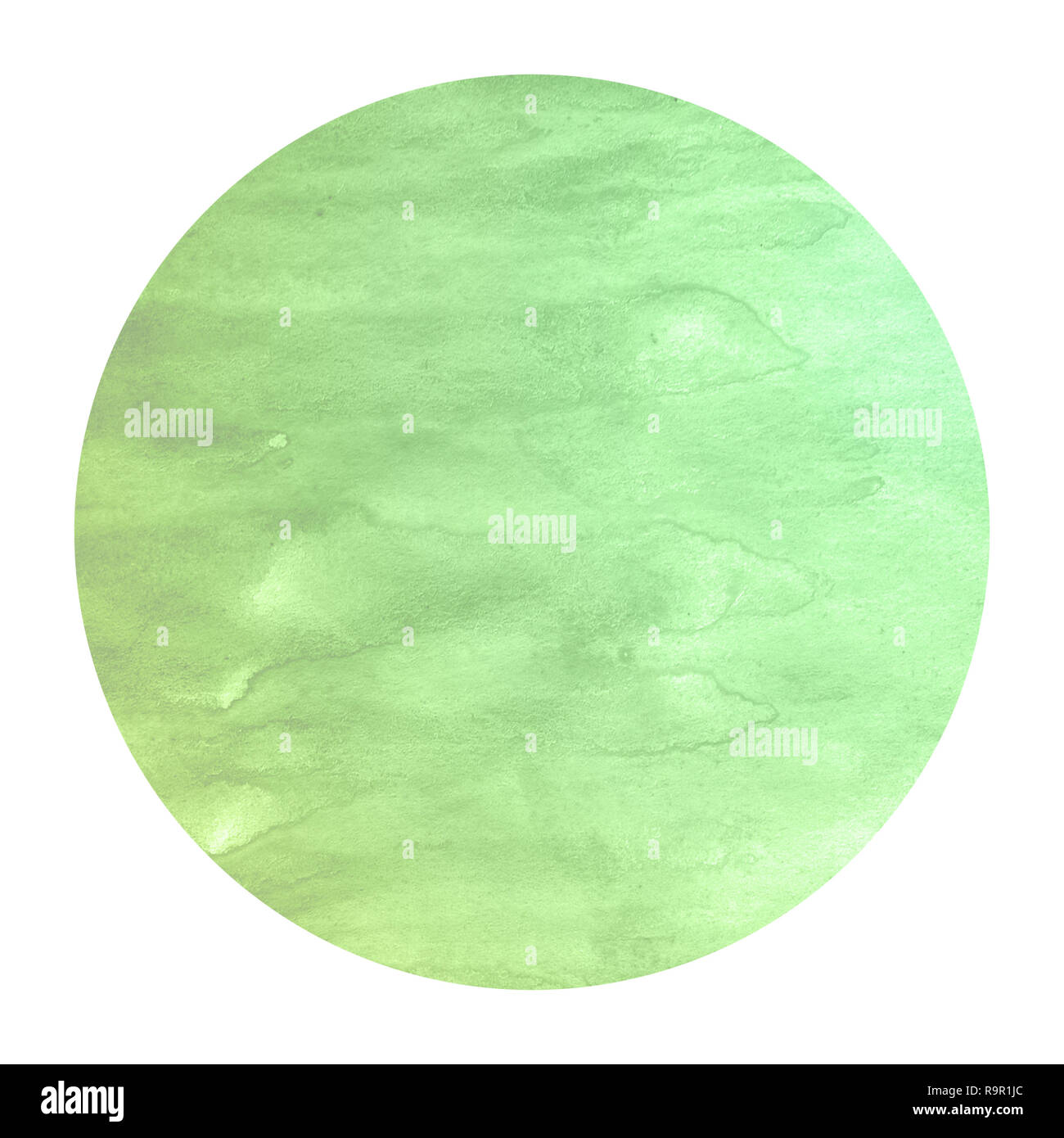 Green hand drawn watercolor circular frame background texture with ...
