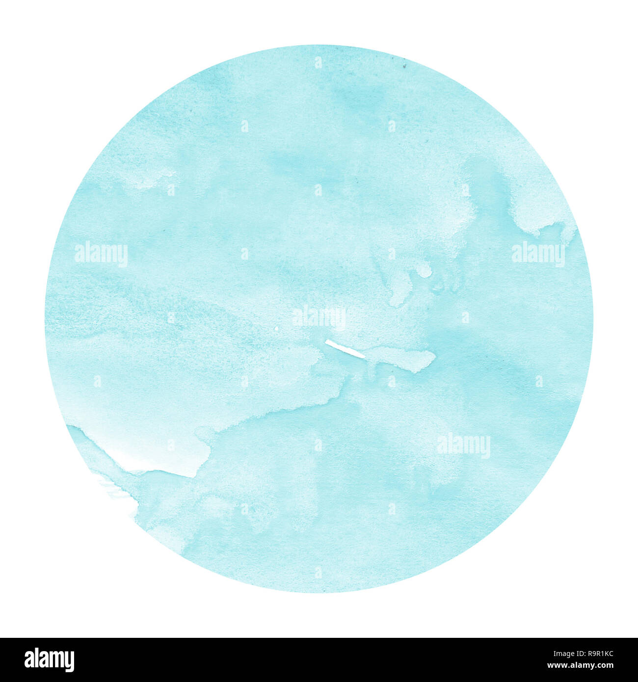 Light blue hand drawn watercolor circular frame background texture with ...