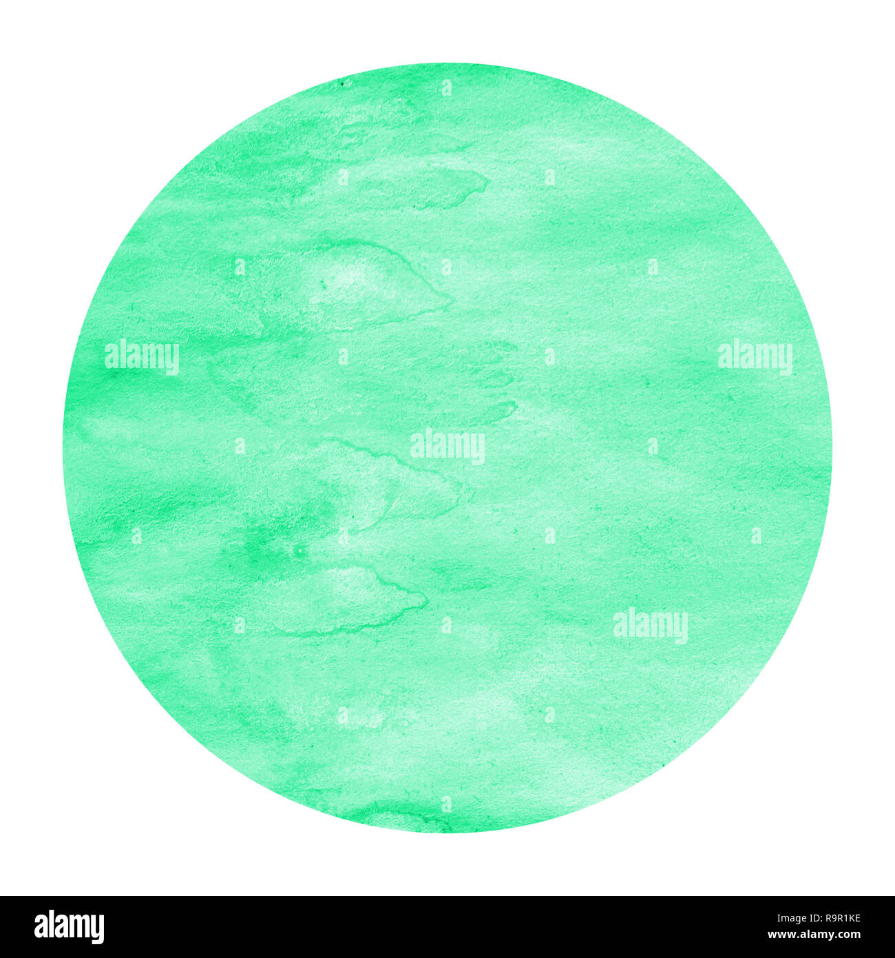 Turquoise hand drawn watercolor circular frame background texture with ...