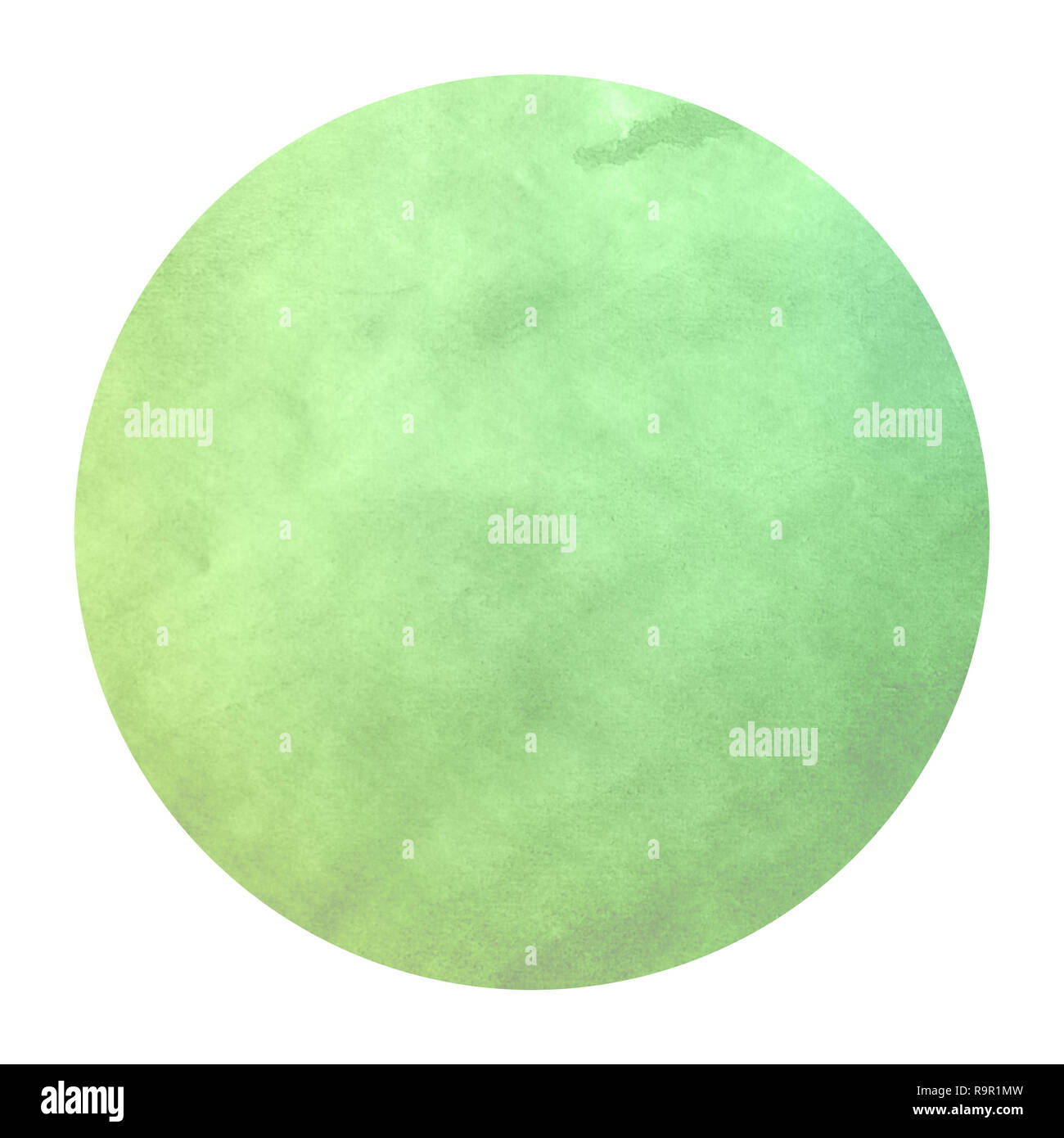 Green hand drawn watercolor circular frame background texture with ...