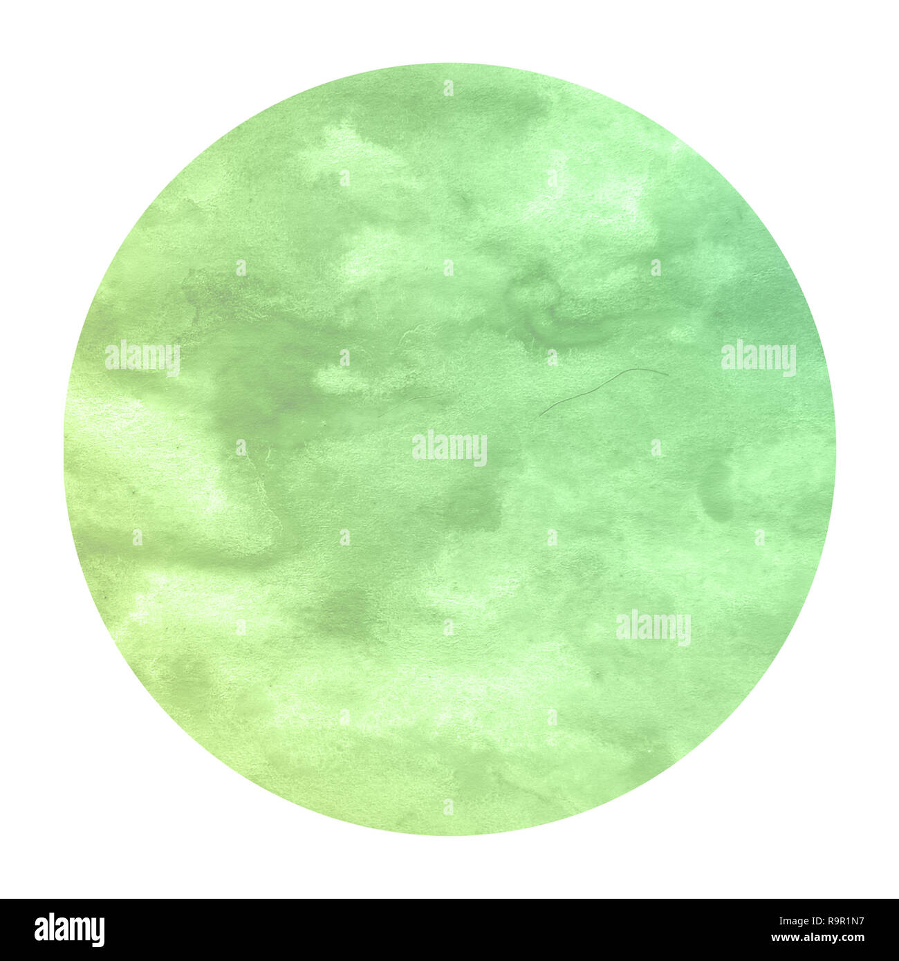 Green hand drawn watercolor circular frame background texture with ...