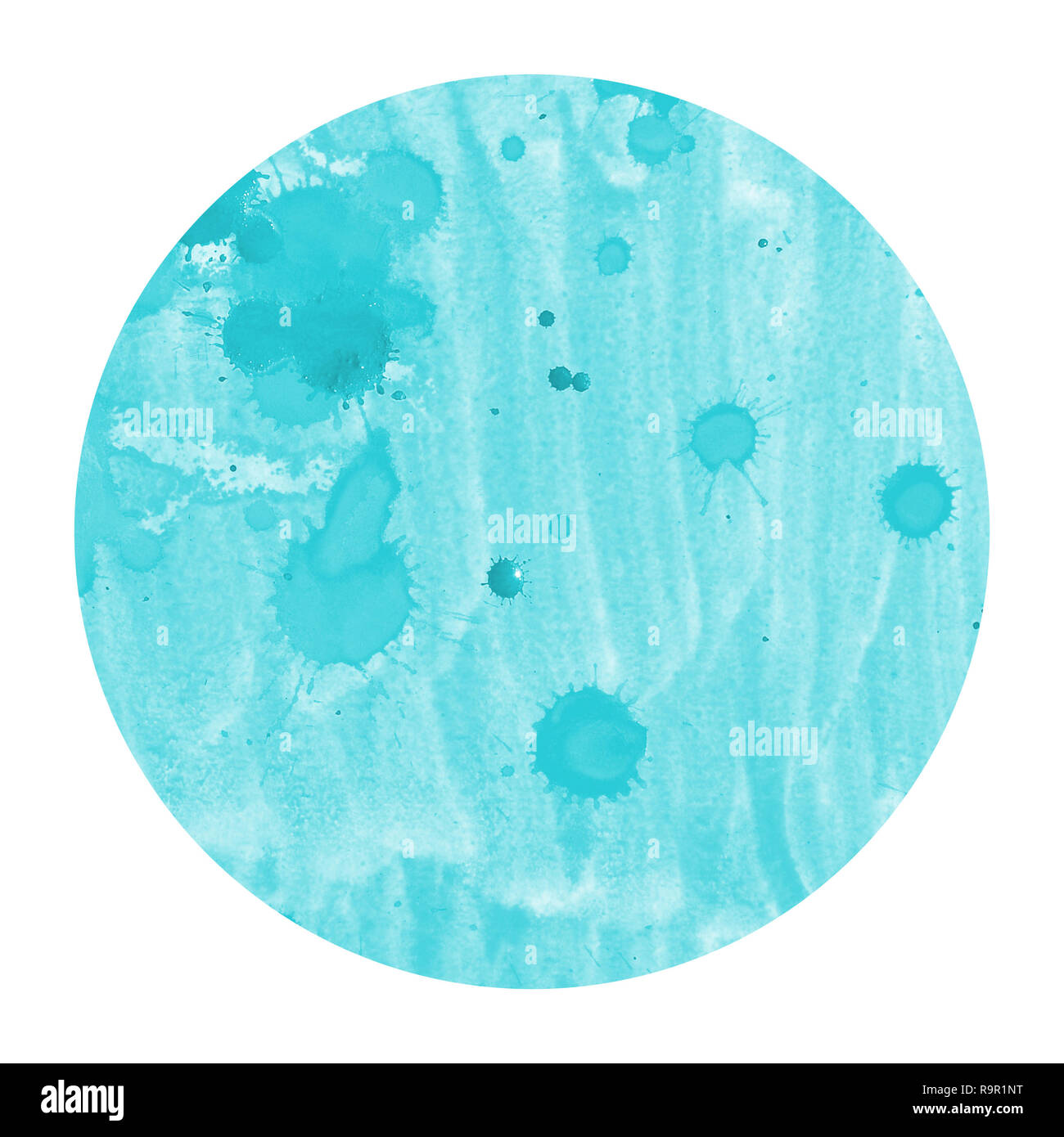 Light blue hand drawn watercolor circular frame background texture with ...