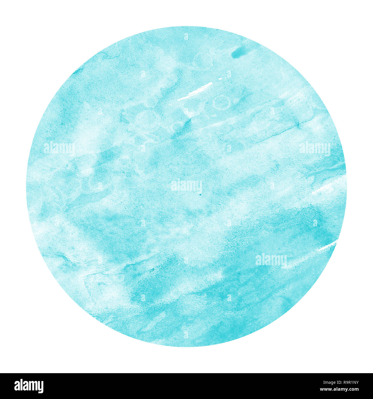 Light blue hand drawn watercolor circular frame background texture with ...