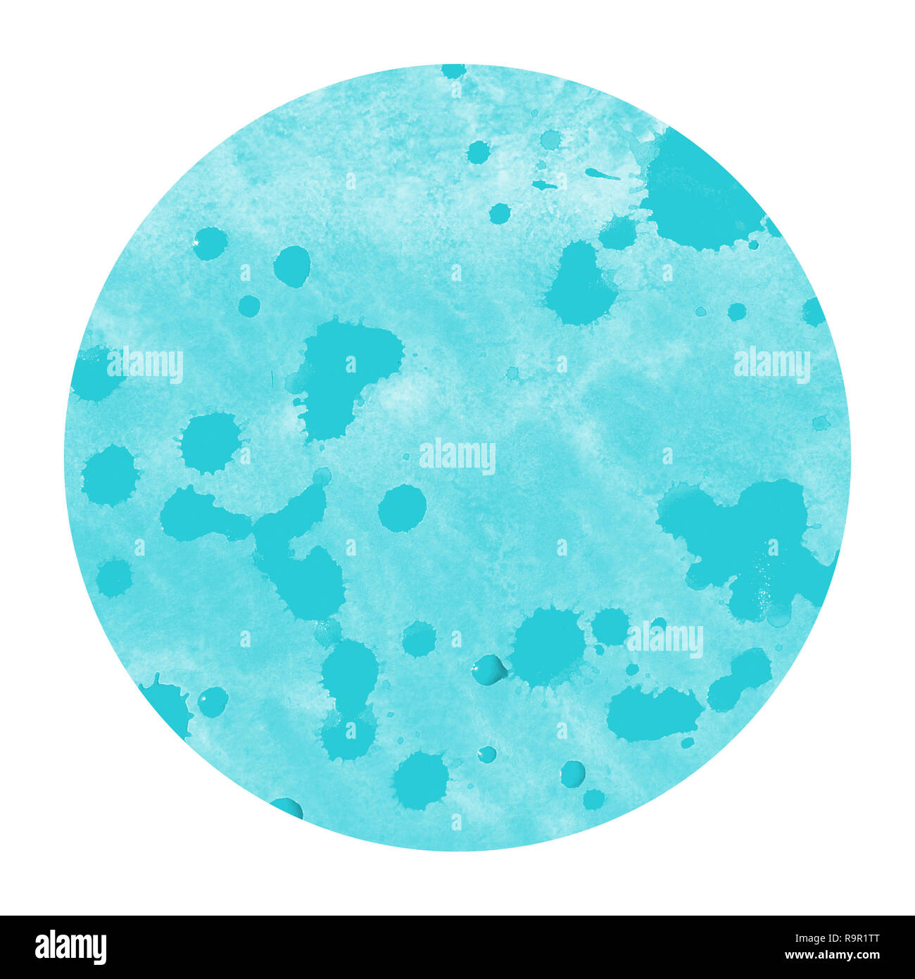 Light blue hand drawn watercolor circular frame background texture with ...