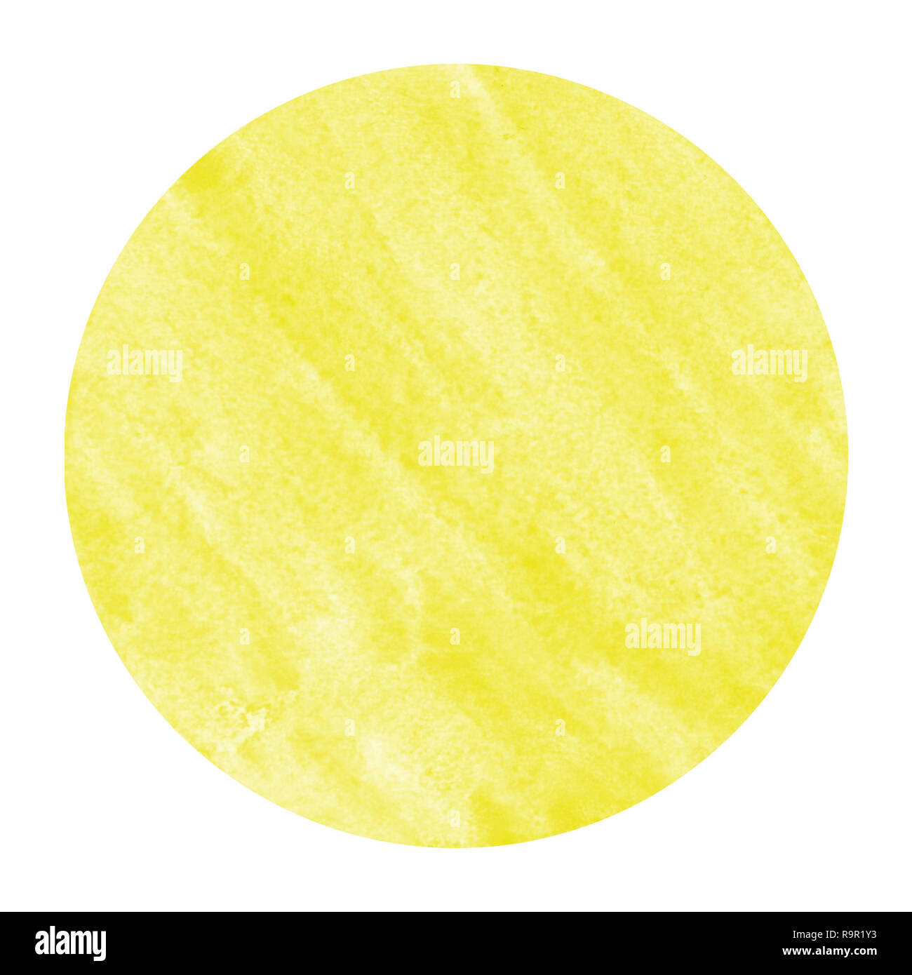 Yellow hand drawn watercolor circular frame background texture with ...