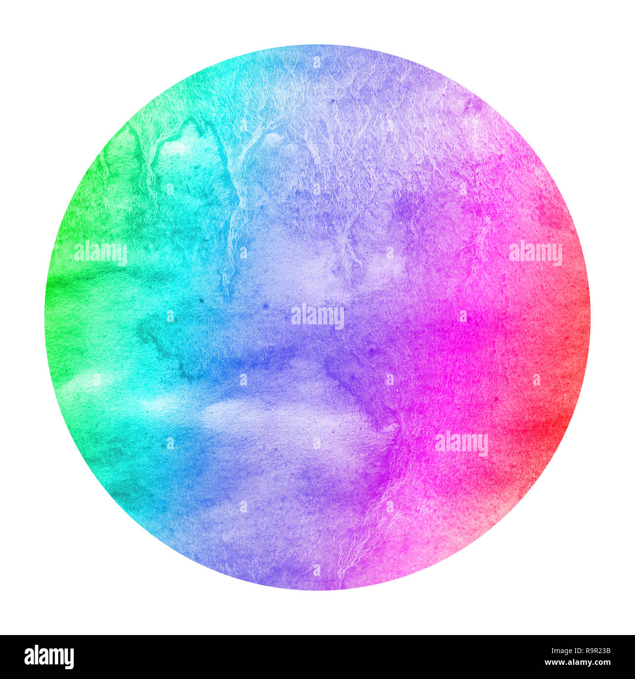 Multicolored hand drawn watercolor circular frame background texture ...