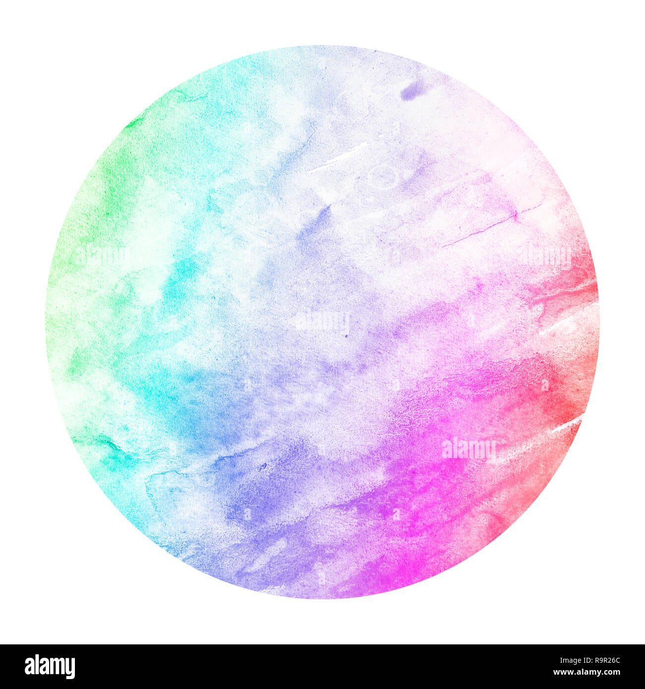 Multicolored hand drawn watercolor circular frame background texture ...