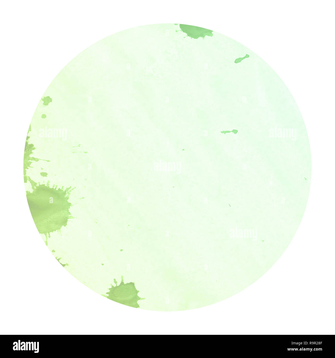 Green hand drawn watercolor circular frame background texture with ...