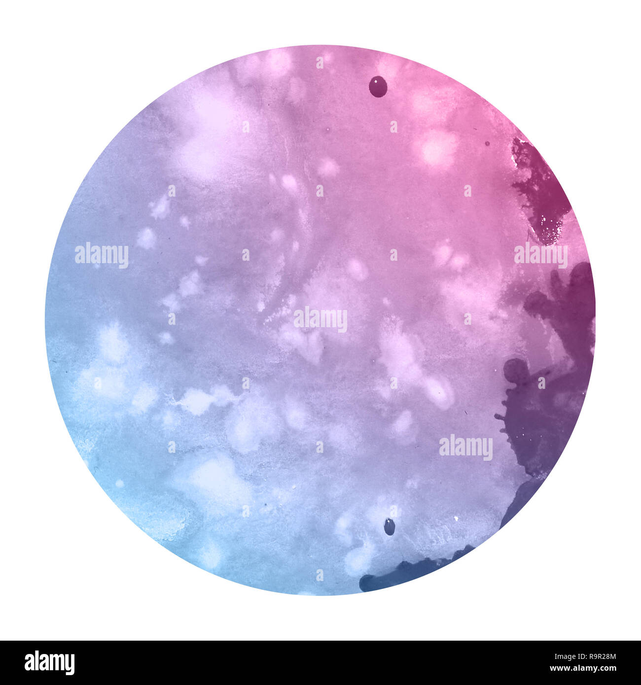 Space colors hand drawn watercolor circular frame background texture ...