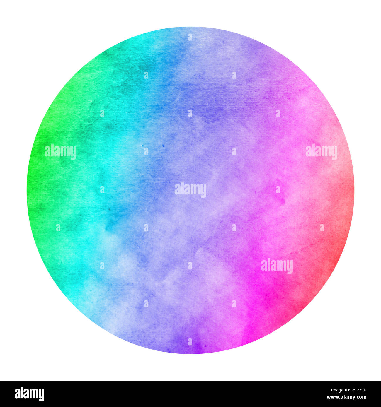 Multicolored hand drawn watercolor circular frame background texture ...